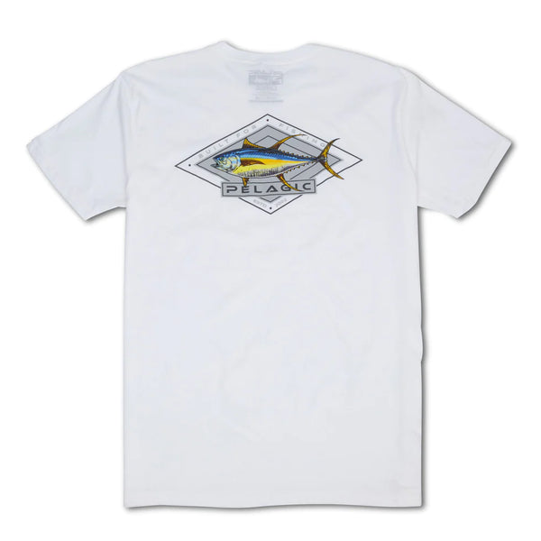 Premium T-Shirt DBL Diamond Tuna White – Pelagic Gear Africa®